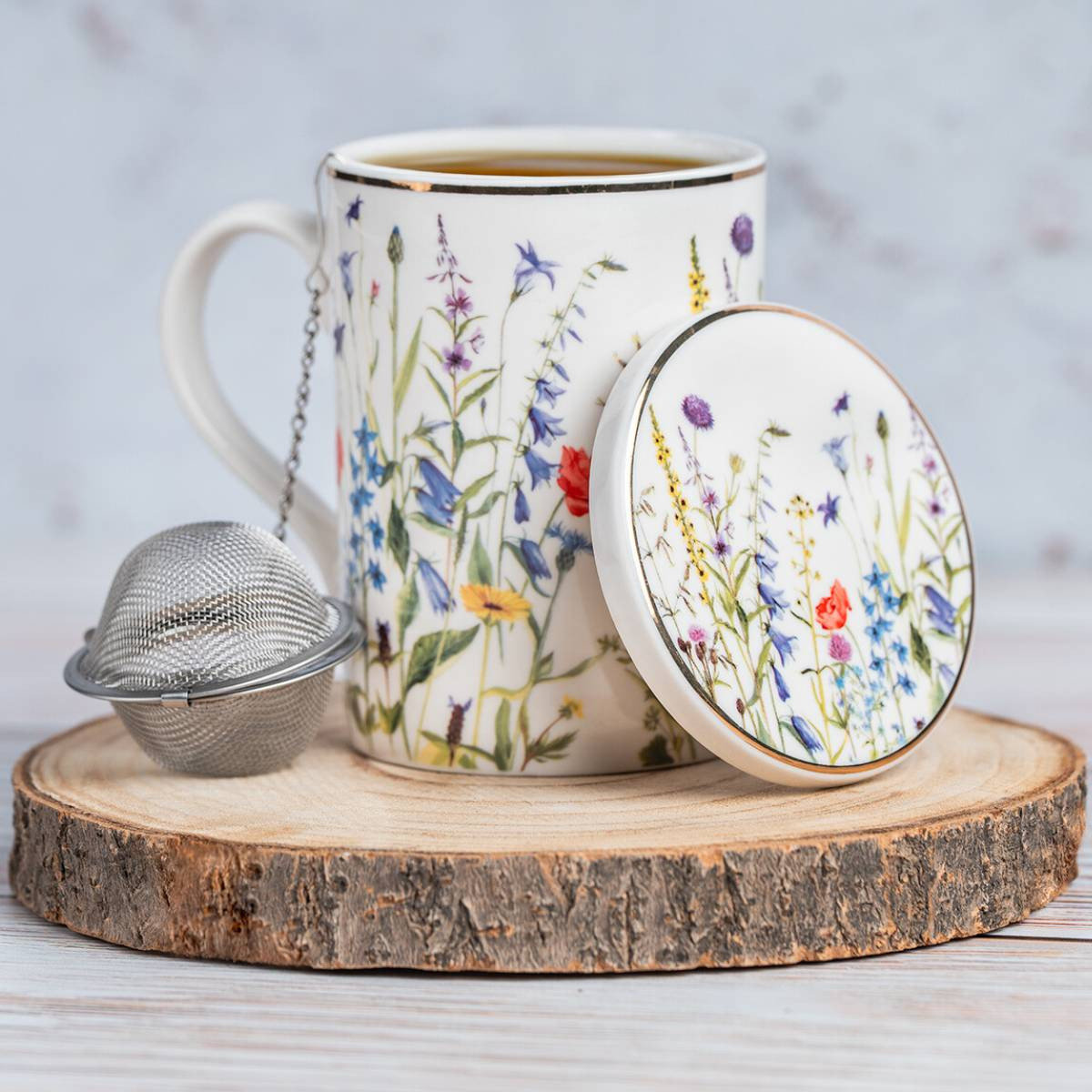 Kubek porcelanowy, z zaparzaczem, 380 ml, PRIMA-DECO, biały - PRIMA ...