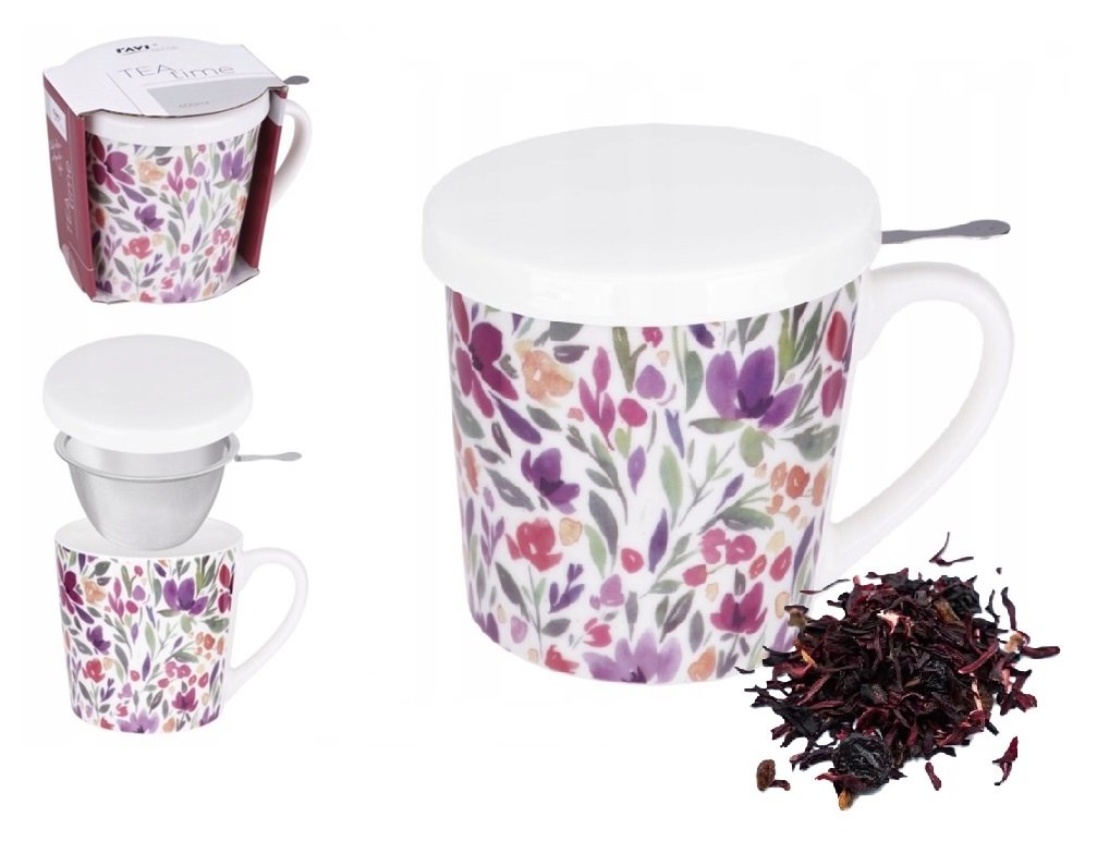 Kubek Porcelanowy Z Zaparzaczem I Pokrywką Tea Time Porcelana New Bone ...