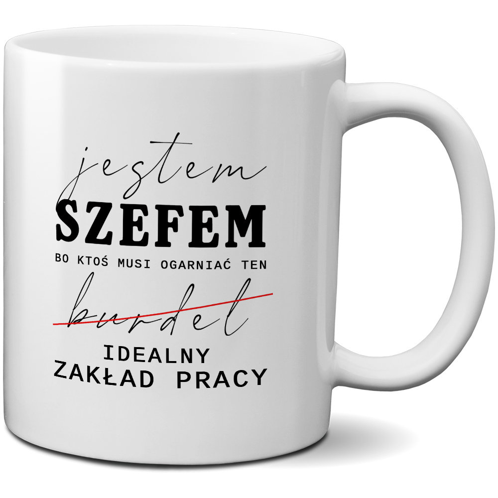 Kubek porcelitowy z nadrukiem - Jestem Szefem..., 330ml, CupCup.pl - CupCup.pl | Sklep EMPIK.COM