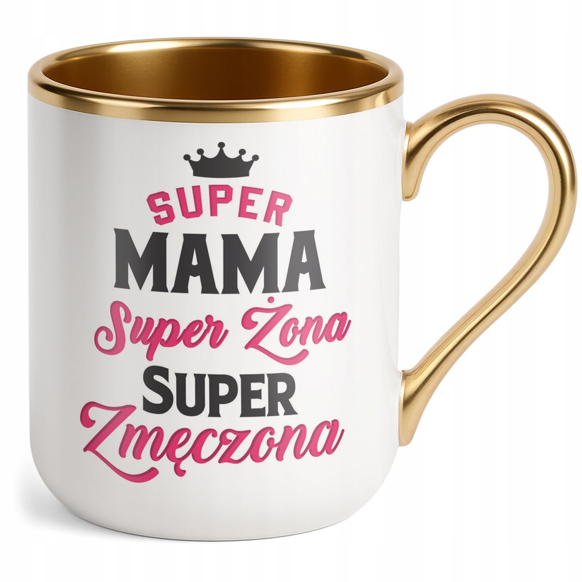 Kubek Premium Złoty Dzień Matki Dla Mamy Prezent Super Mama Żona ...