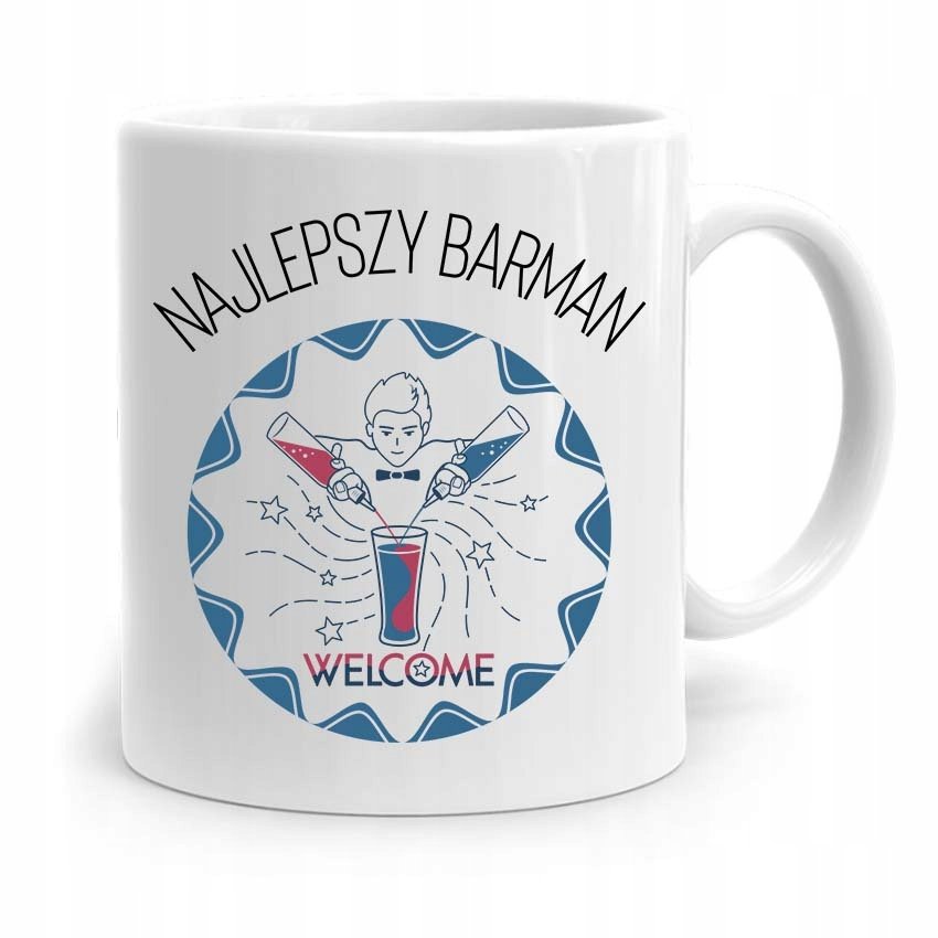 KUBEK PREZENT DLA BARMANA NAJLEPSZY BARMAN WELCOME z Nadrukiem ze ...