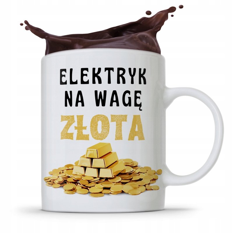 KUBEK PREZENT DLA ELEKTRYKA NA WAGĘ ZŁOTA z Nadrukiem ze Zdjęciem - PoliDraw | Sklep EMPIK.COM