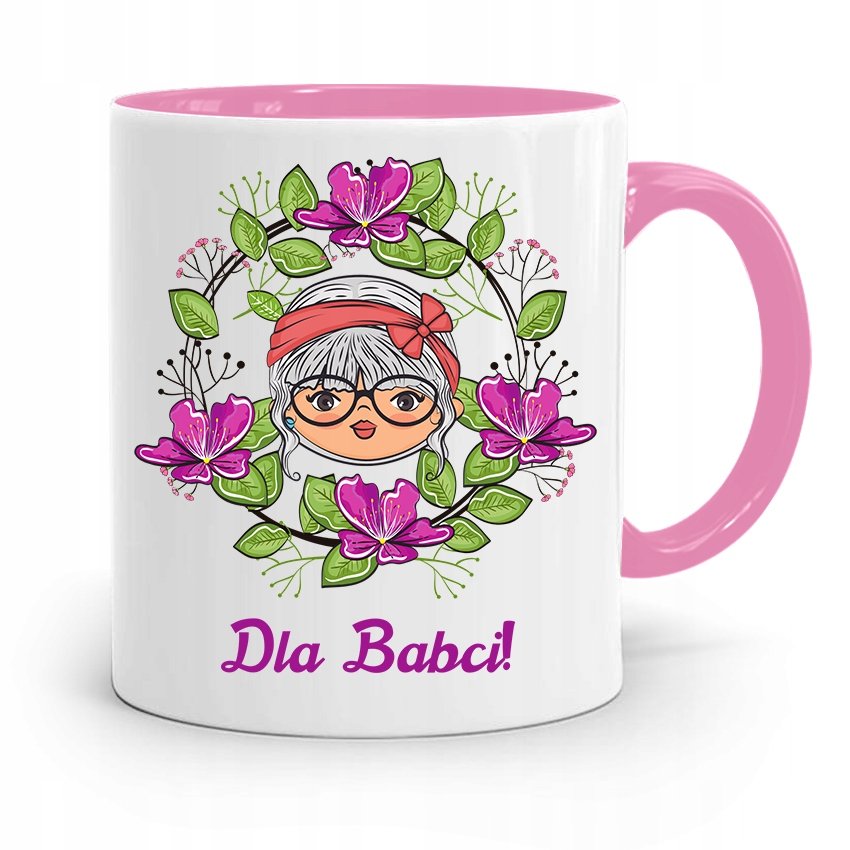 KUBEK RÓŻOWY DLA BABCI KOCHANA DLA BABCI z Nadrukiem ze Zdjęciem - PoliDraw | Sklep EMPIK.COM