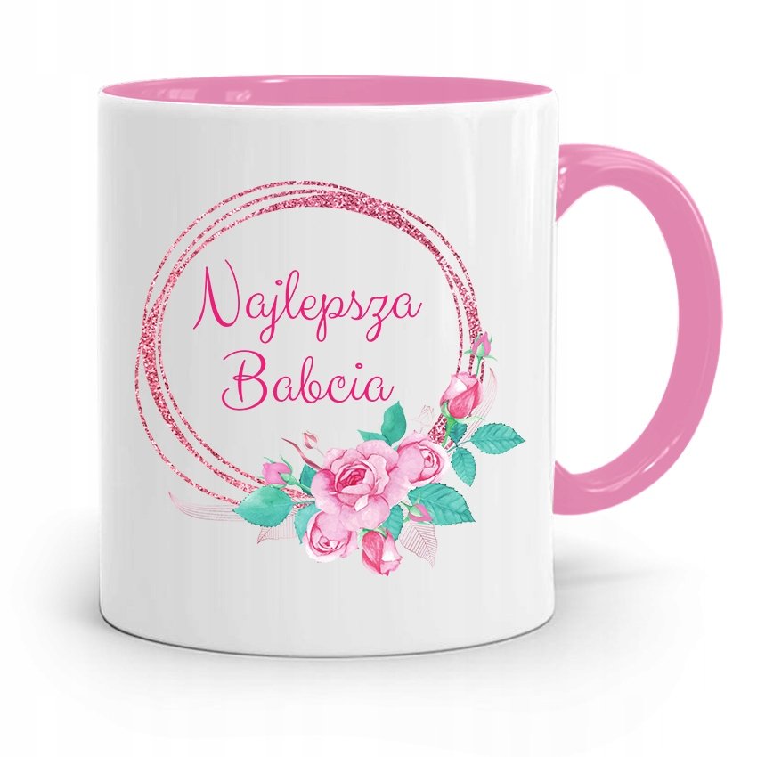 KUBEK RÓŻOWY DLA BABCI NAJLEPSZA BABCIA z Nadrukiem ze Zdjęciem - PoliDraw | Sklep EMPIK.COM