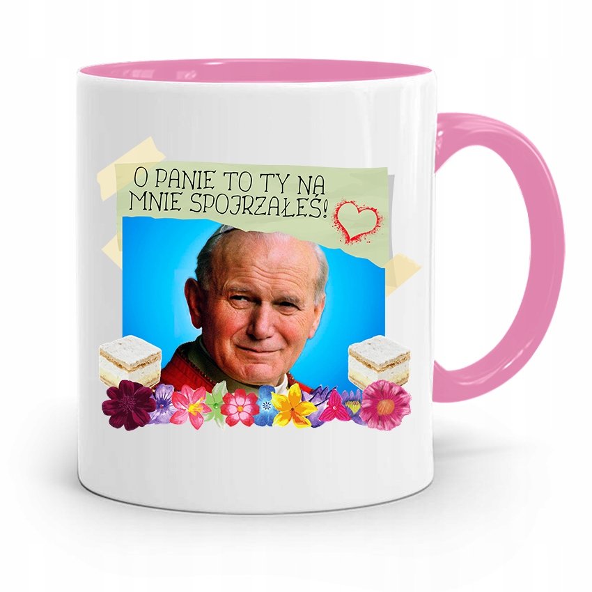 KUBEK RÓŻOWY JAN PAWEŁ II PAPIEŻ O PANIE! PREZENT z Nadrukiem ze Zdjęciem - PoliDraw | Sklep ...