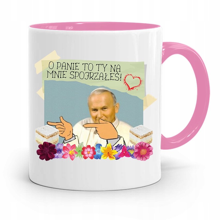 KUBEK RÓŻOWY JAN PAWEŁ II PAPIEŻ O PANIE! PREZENT z Nadrukiem ze Zdjęciem - PoliDraw | Sklep ...
