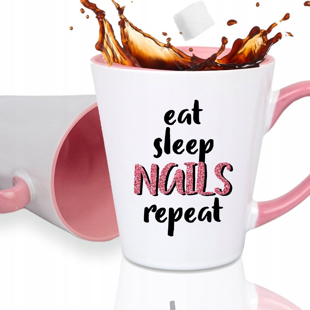 Kubek Różowy Latte Małe Prezent EAT SLEEP NAILS Wz - Inna marka | Sklep ...