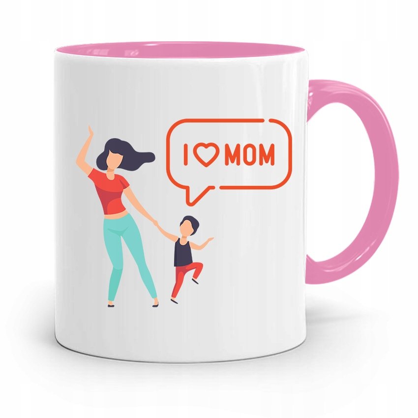 KUBEK RÓŻOWY PREZENT DLA MAMY MATKI I LOVE MOM z Nadrukiem ze Zdjęciem ...