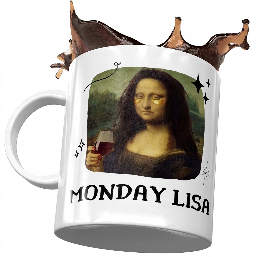 Kubek Śmieszny Zabawny Monday Lisa Prezent z Nadrukiem ze Zdjęciem ...