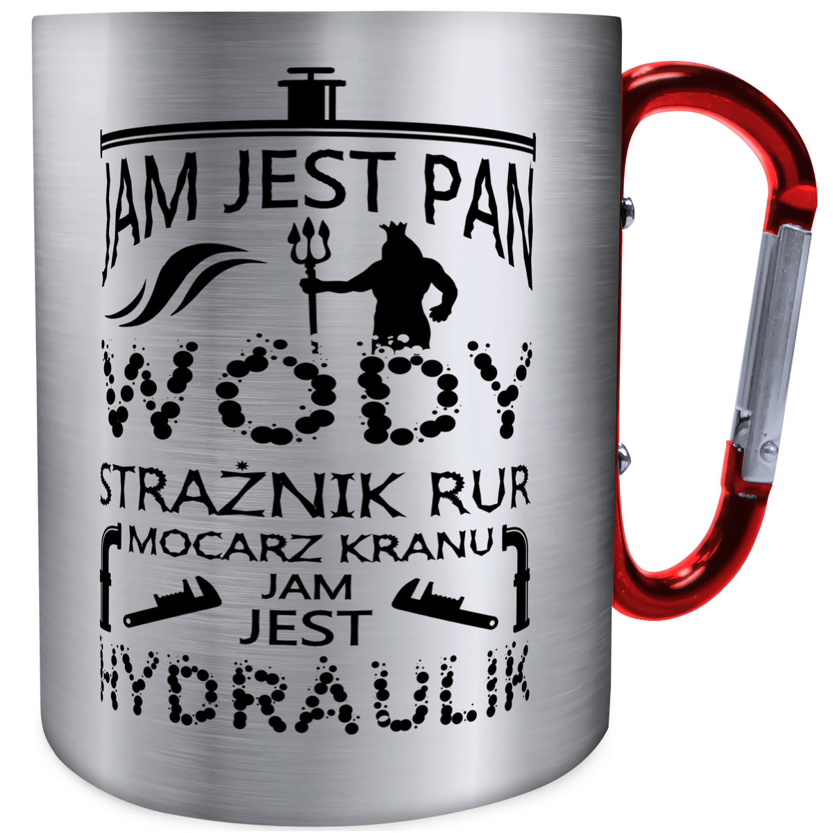 Kubek stalowy Z KARABIŃCZYKIEM NA PREZENT DLA HYDRAULIKA WONDERGIFT ...