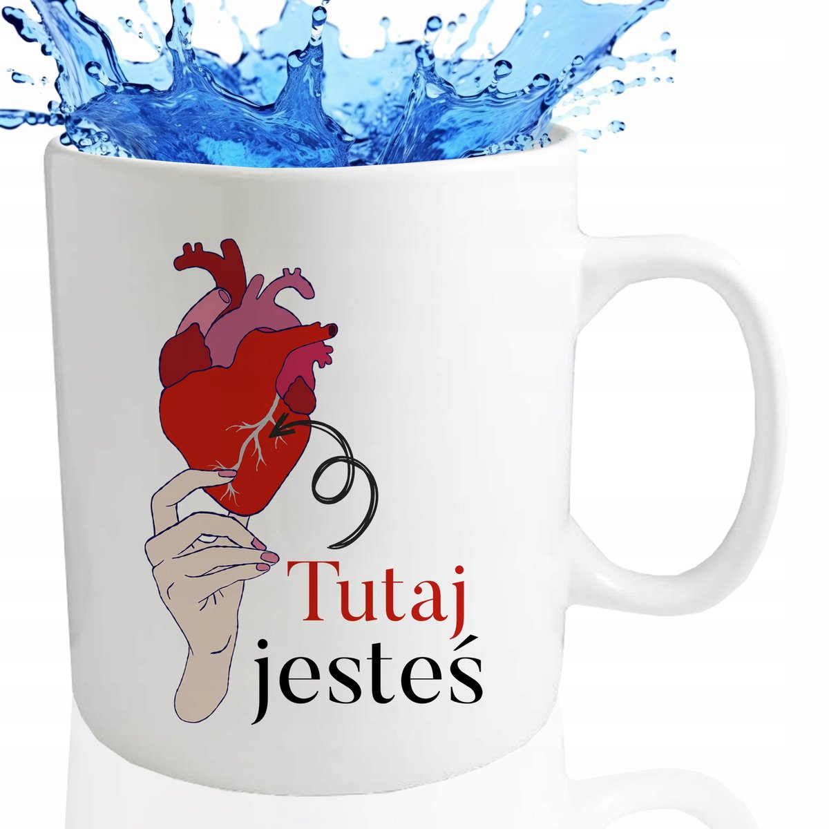 Kubek SUPER BIG XXL BIAŁY Na Prezent Walentynki Serce TUTAJ JESTEŚ ...