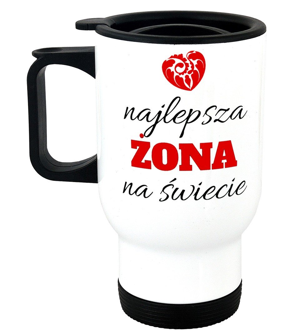 Kubek termiczny 321PREZENT Najlepsza Żona Na Świecie, biały, 450 ml - 321Prezent | Sklep EMPIK.COM