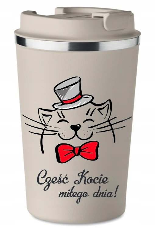 Kubek Termiczny Premium Beżowy Cześć Kocie Kot Koteł Miłego Prezent Kt_424 - inna (Inny) | Sklep ...
