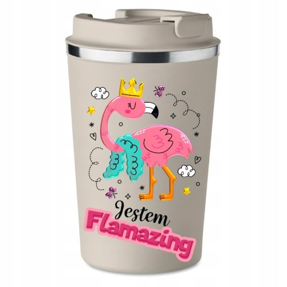 Kubek Termiczny Premium Beżowy Prezent Jestem Flamazing Flaming Kt_443 ...