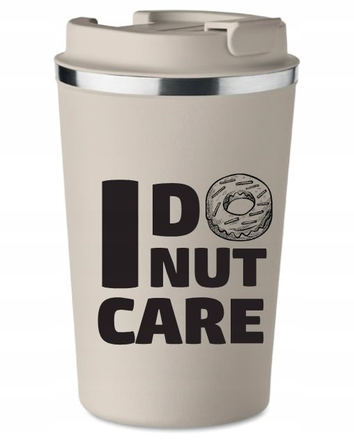Kubek Termiczny Premium Beżowy Walentynki Donut Care Śmieszny Nadruk Kt ...