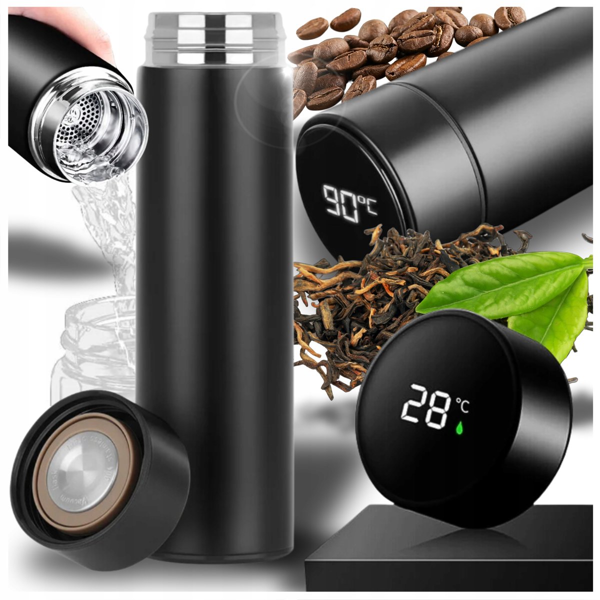 KUBEK TERMICZNY TERMOS BUTELKA LCD DO KAWY HERBATY DOTYKOWY SMART LCD 500ML - Inna marka | Sklep ...