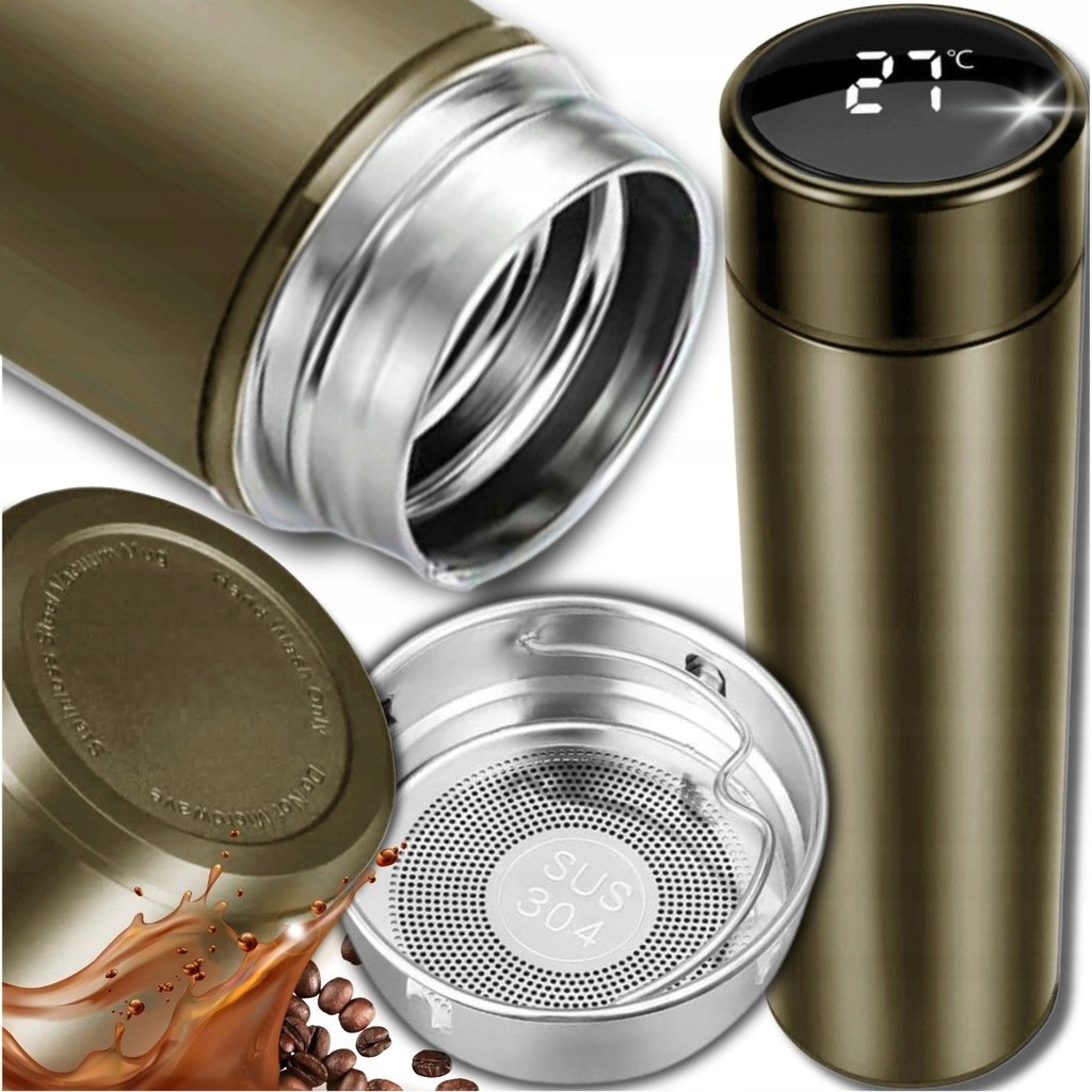 KUBEK TERMICZNY TERMOS LED 500ml NA KAWĘ HERBATĘ DOTYKOWY DO SAMOCHODU - Memflow | Sklep EMPIK.COM