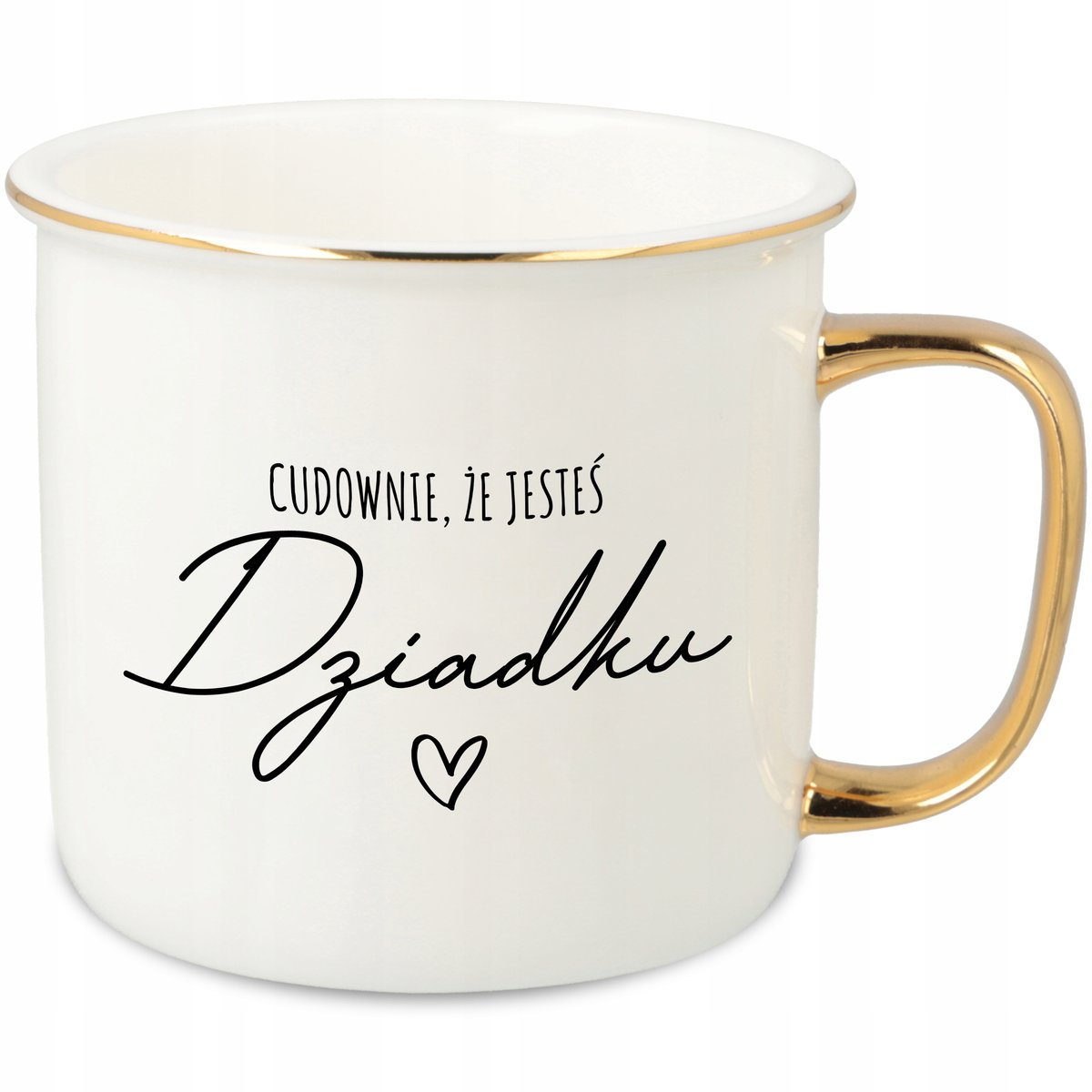 KUBEK UCHO RANT ZŁOTY PORCELANOWY RETRO 280ML PREZENT DLA DZIADKA MIX ...