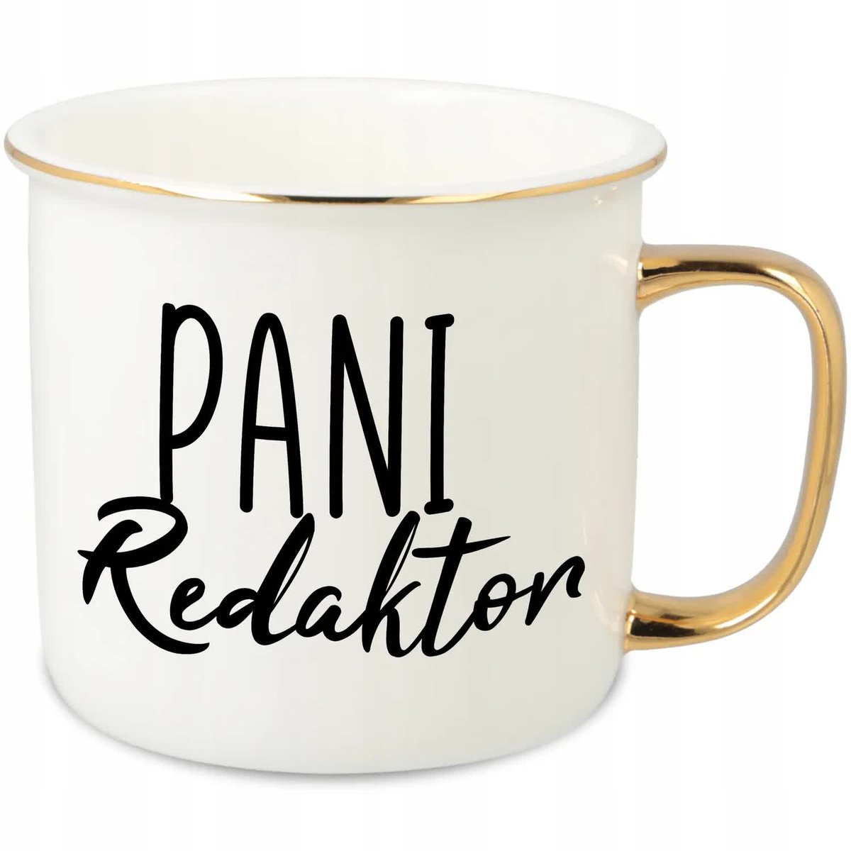 KUBEK UCHO RANT ZŁOTY PORCELANOWY RETRO 280ML PREZENT DLA PANI REDAKTOR ...