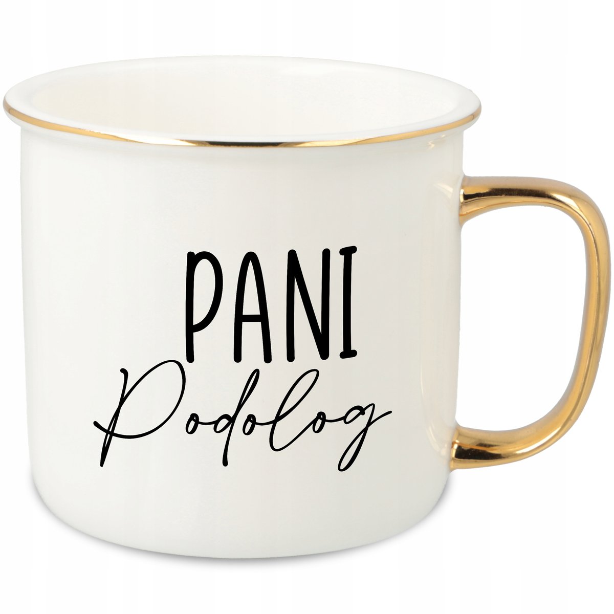 KUBEK UCHO RANT ZŁOTY PORCELANOWY RETRO PREZENT DLA PANI PODOLOG MIX ...