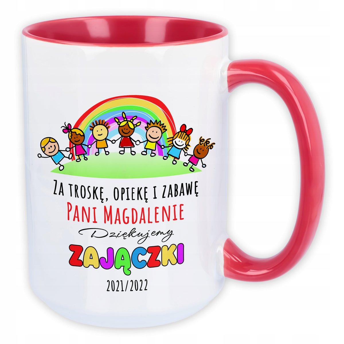 KUBEK UCHO WNĘTRZE CZERWONE XXL PREZENT DLA PRZEDSZKOLANKI KONIEC roku IMIĘ - StyleCouture ...