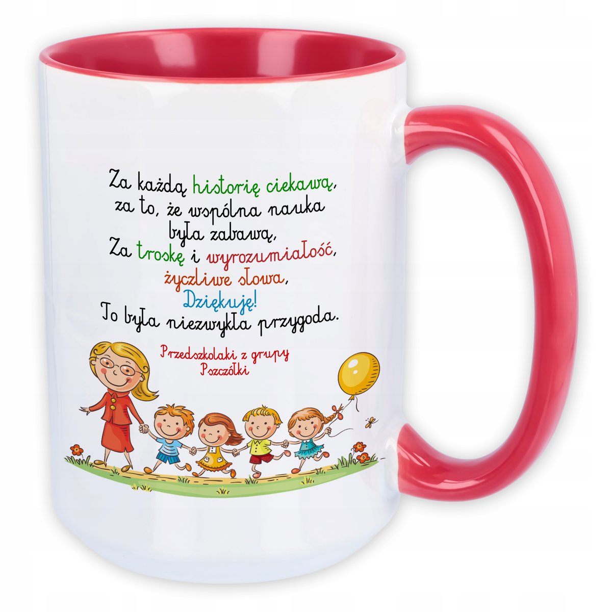 KUBEK UCHO WNĘTRZE CZERWONE XXL PREZENT DLA PRZEDSZKOLANKI KONIEC roku IMIĘ - StyleCouture ...