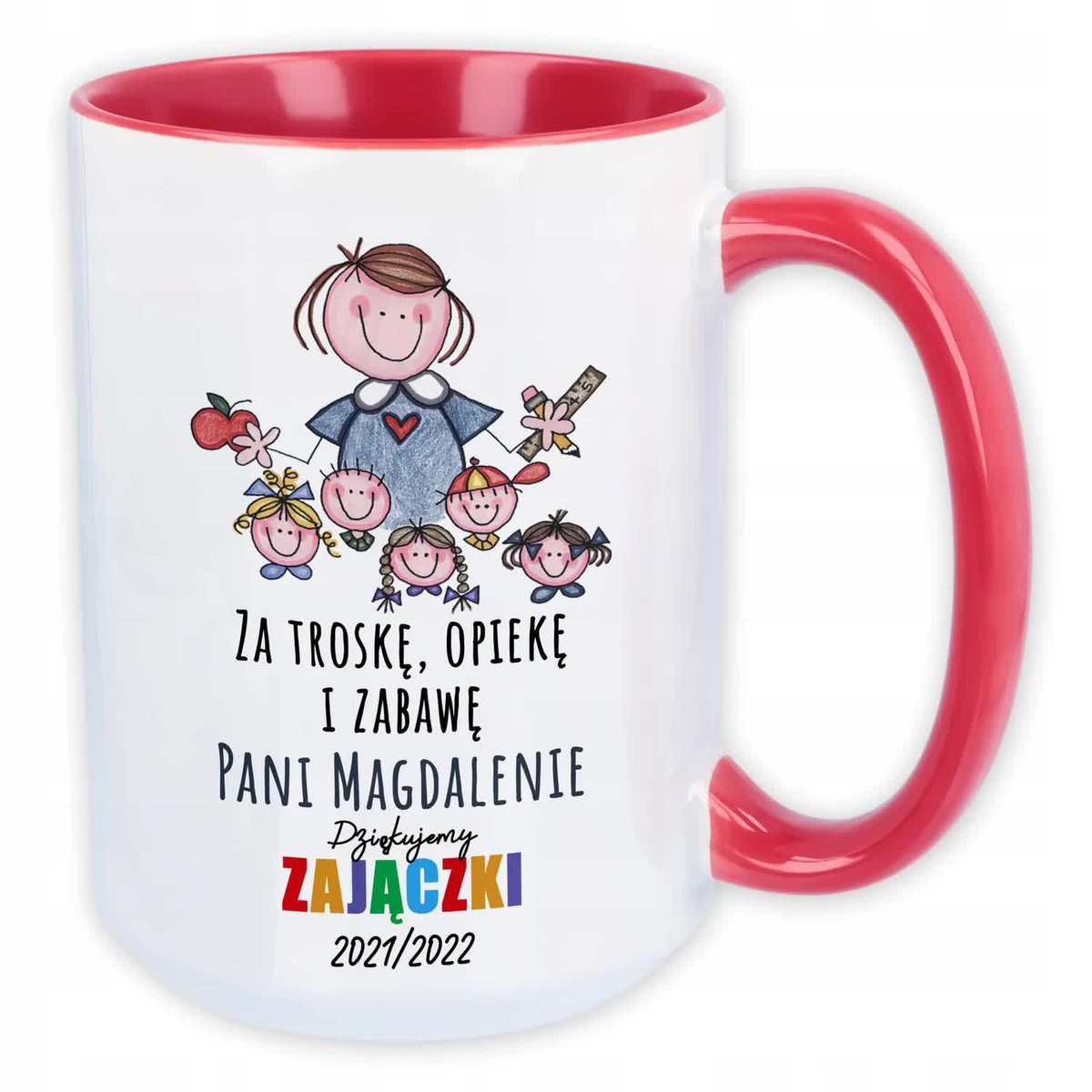 KUBEK UCHO WNĘTRZE CZERWONE XXL PREZENT DLA PRZEDSZKOLANKI KONIEC roku IMIĘ - Inna marka | Sklep ...