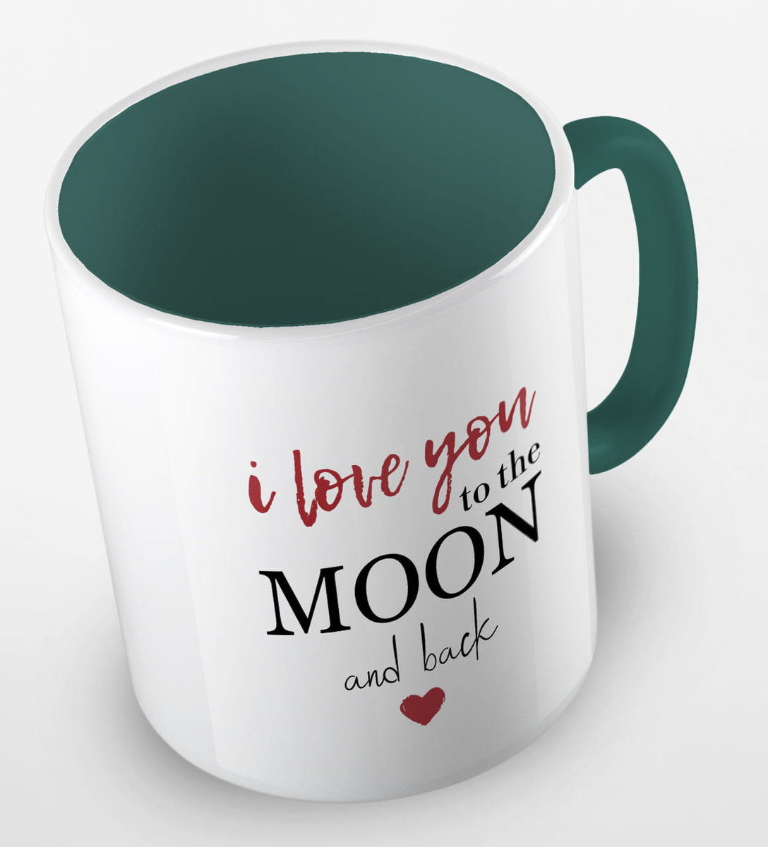 Kubek z grafiką kocham cię jak..., prezent na walentynki, kolor ciemny zielony - Inna marka ...