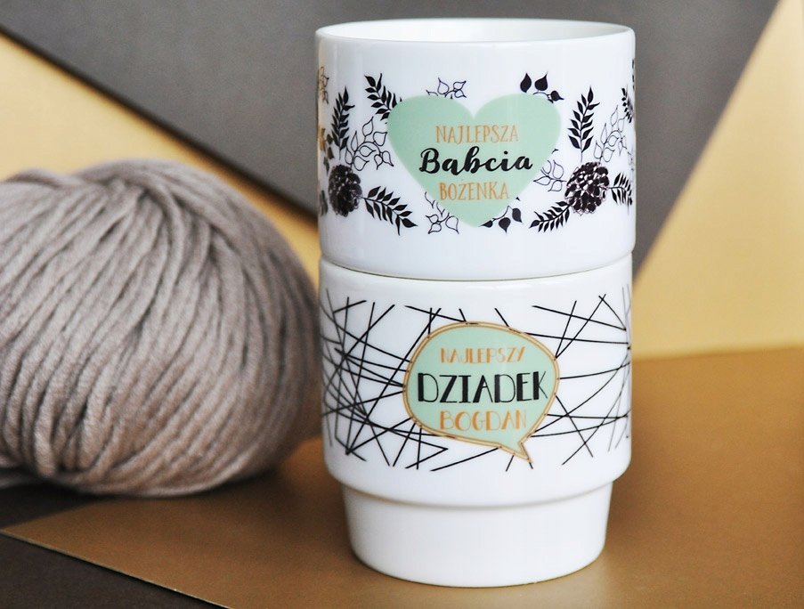 Kubek z imieniem Babci i Dziadka, zestaw, na prezent na Dzień Babci i Dziadka, Sowia Aleja ...