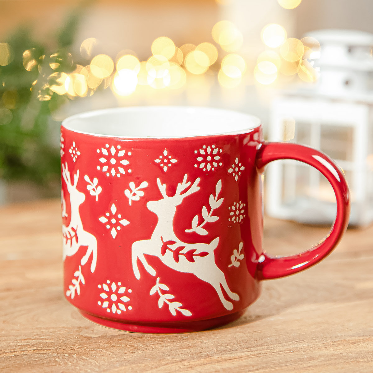 Kubek z kamionki świąteczny AVERO z reniferami 350 ml Homla - Homla ...