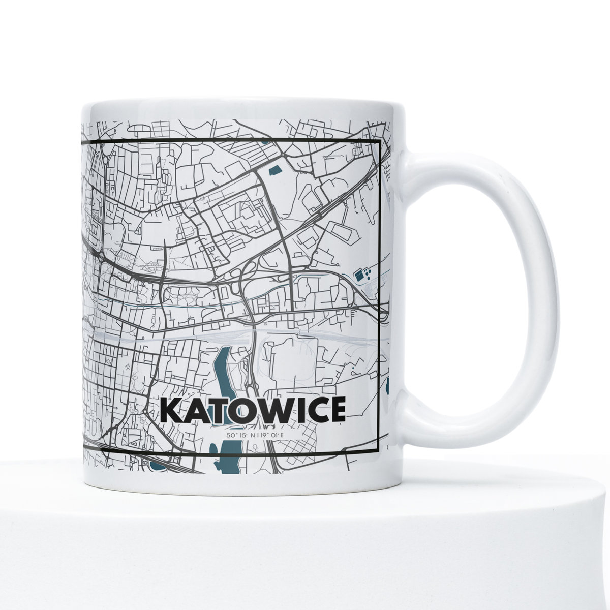 Kubek z mapą Katowic - 330 ml - PlakatoweLove | Sklep EMPIK.COM
