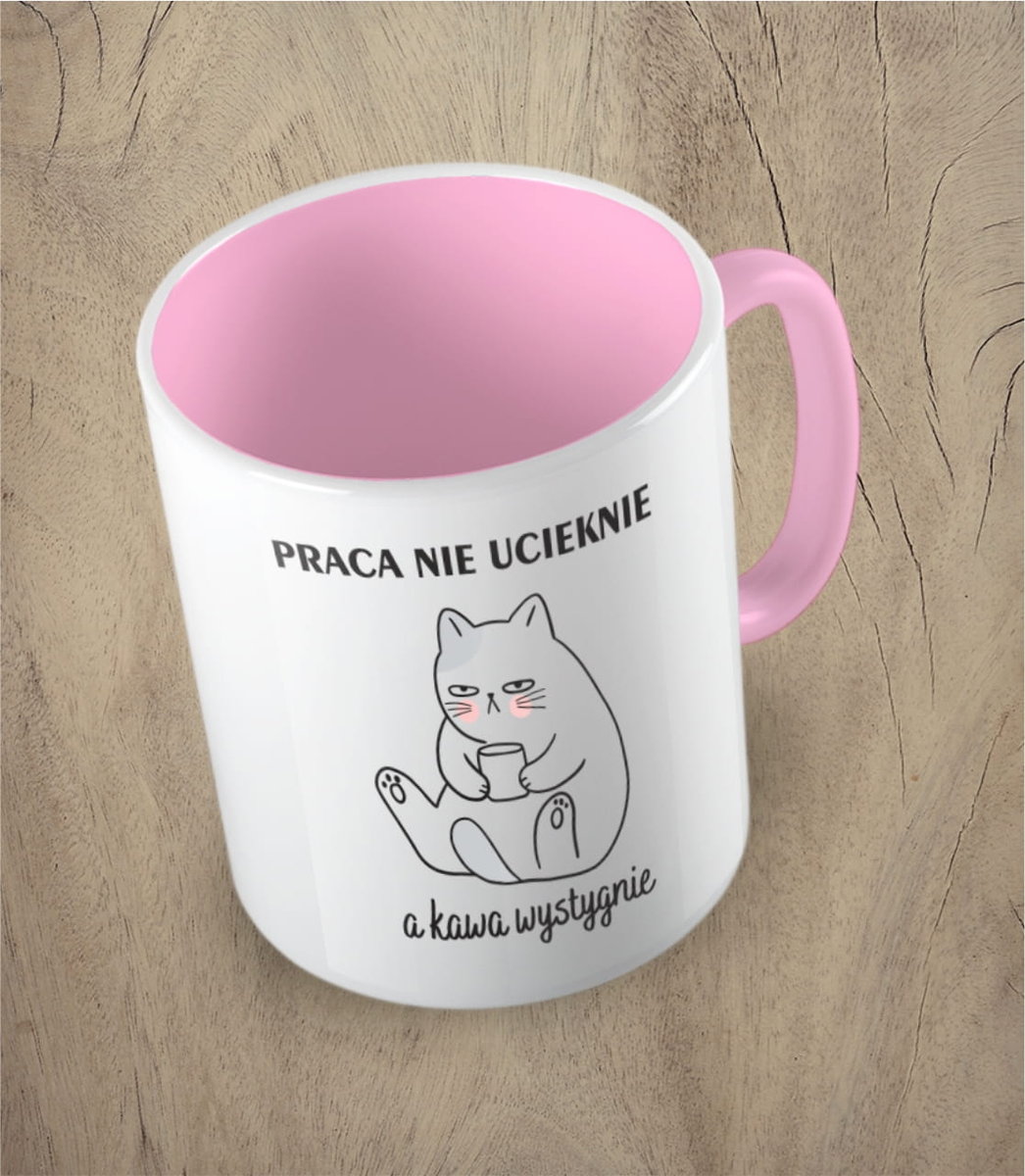 Kubek Z Napisem, Praca Nie Ucieknie, Kolor Wnętrza Różowy - Inna marka | Sklep EMPIK.COM
