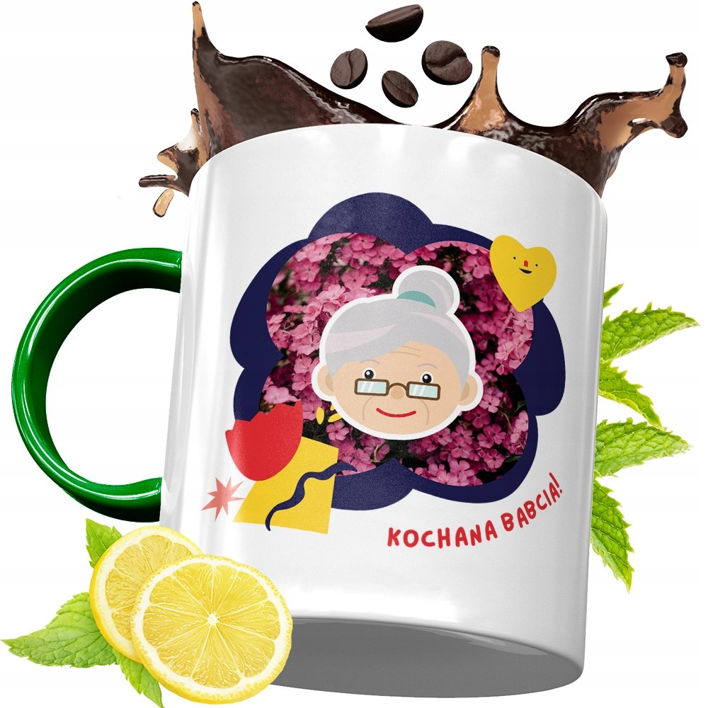 KUBEK ZIELONY DLA BABCI NA DZIEŃ BABCI PREZENT z Nadrukiem ze Zdjęciem - PoliDraw | Sklep EMPIK.COM