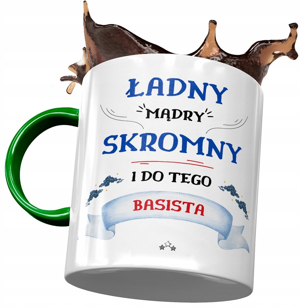 Kubek Zielony Dla Basisty Ładny Mądry Skromny Z Nadrukiem Ze Zdjęciem ...