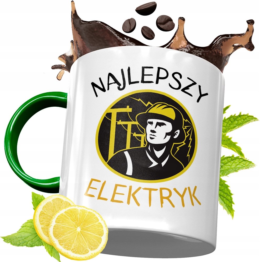 KUBEK ZIELONY DLA ELEKTRYKA NA URODZINY PREZENT z Nadrukiem ze Zdjęciem - PoliDraw | Sklep EMPIK.COM