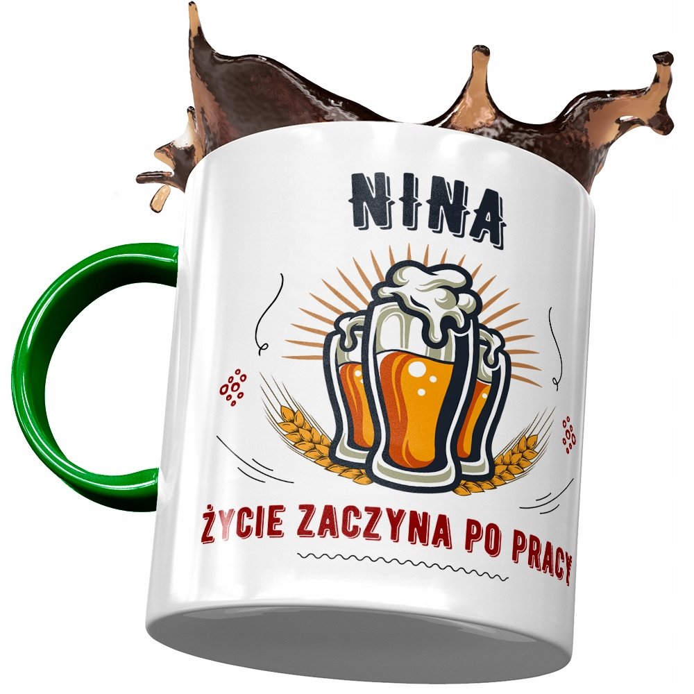 Kubek Zielony Dla Niny Żony Przyjaciółki Prezent z Nadrukiem ze ...