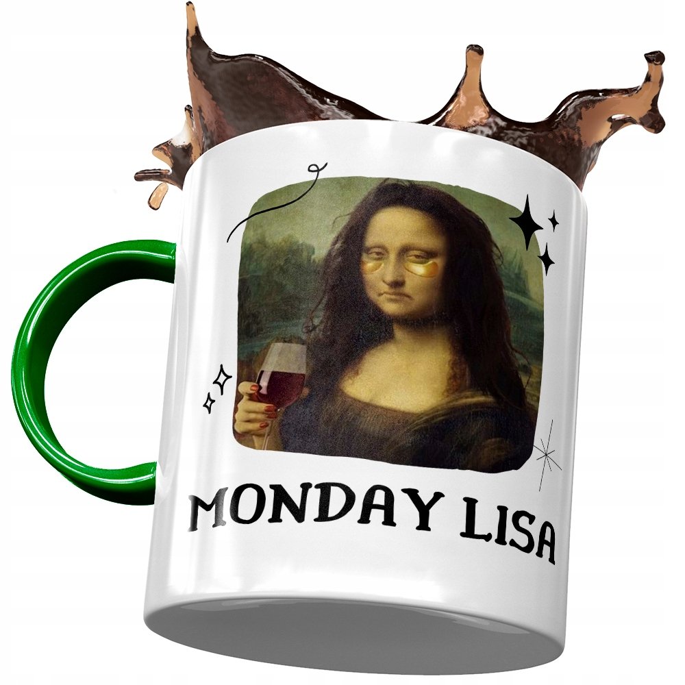Kubek Zielony Śmieszny Monday Lisa Prezent Z Nadrukiem Ze Zdjęciem ...