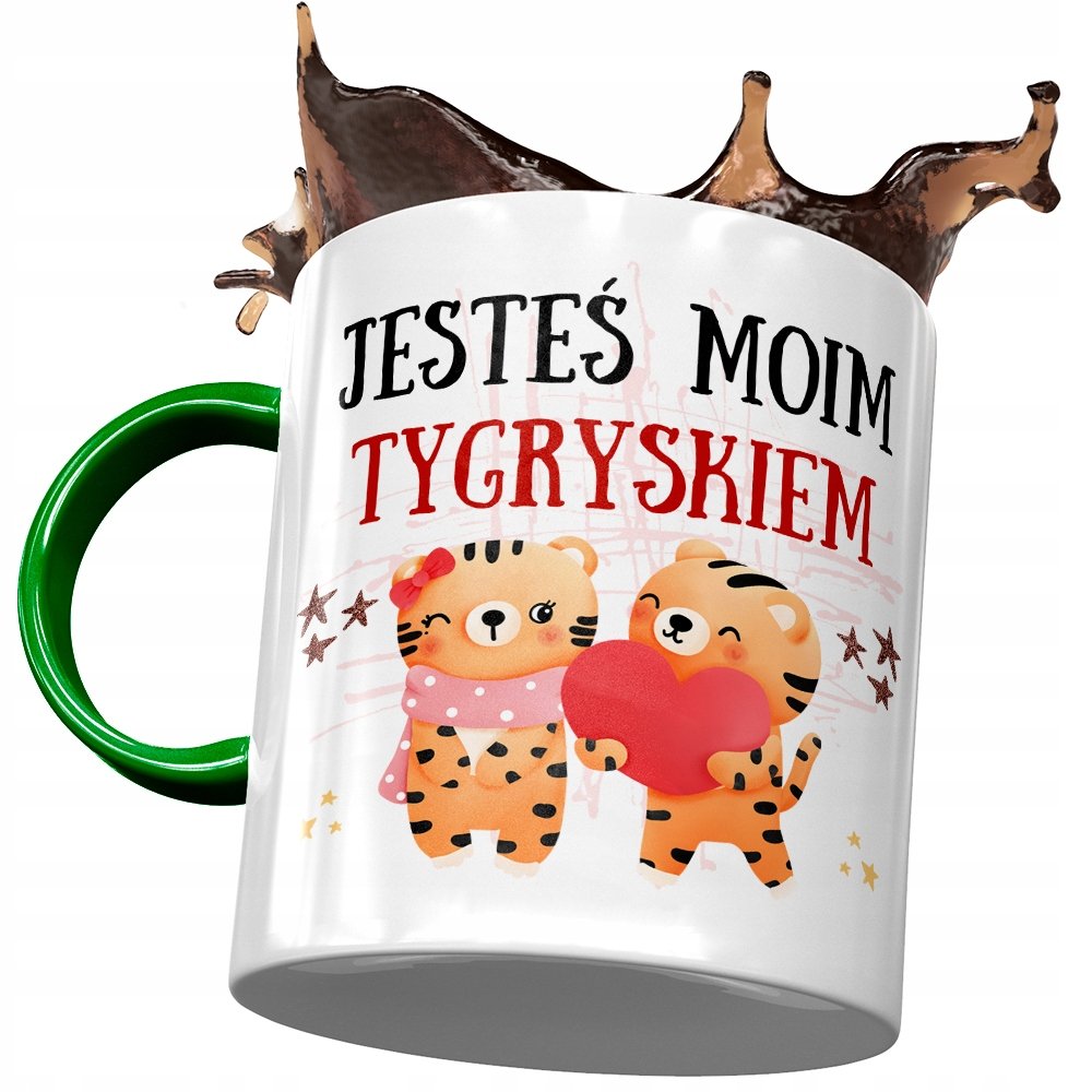 Kubek Zielony z Tygryskiem Słodki na Prezent z Nadrukiem ze Zdjęciem ...