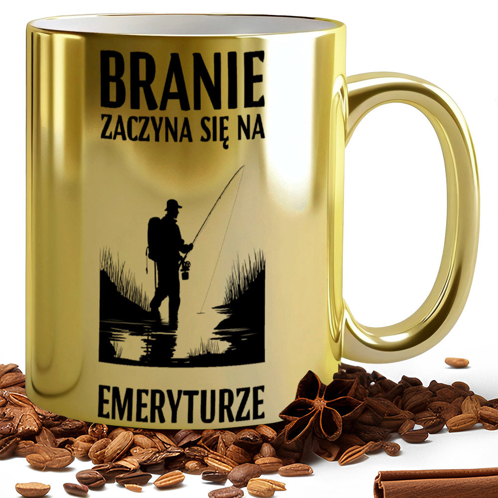 Kubek złoty Branie Zaczyna Się Na Emeryturze Dla Wędkarza Emeryta ...