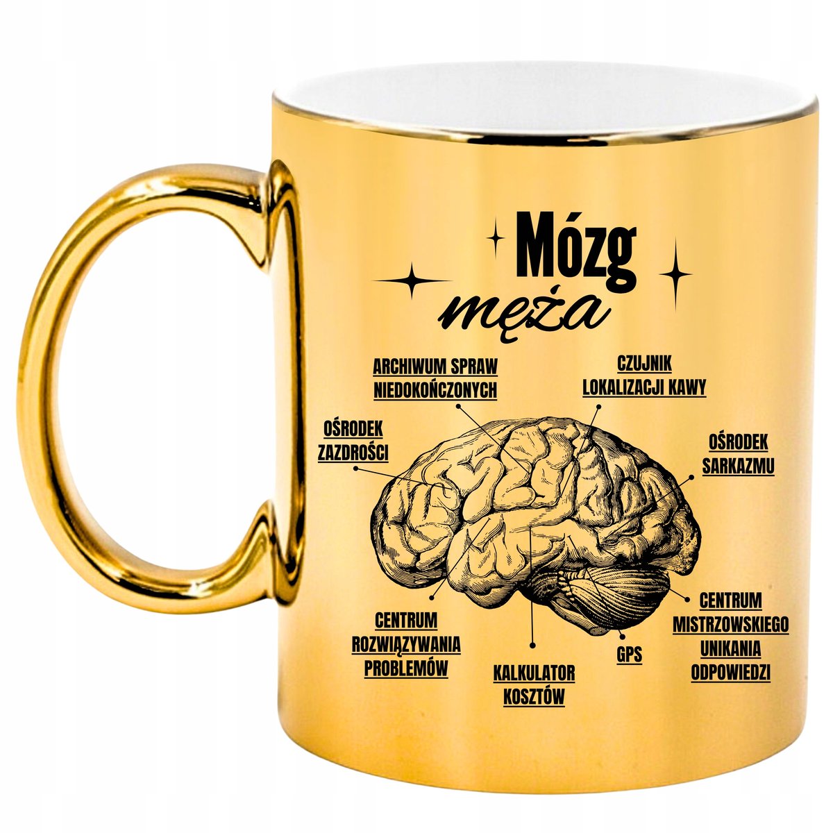Kubek Zloty Dla Męża Mężusia Ukochanego Na Prezent Śmieszny Mózg Męża ...