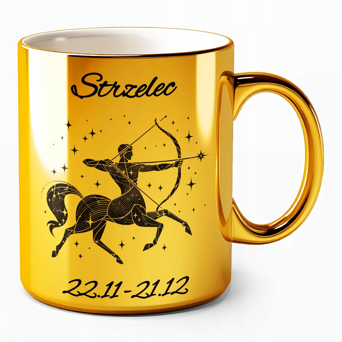 Kubek złoty dla osoby lubiącej horoskopy znak zodiaku strzelec ...