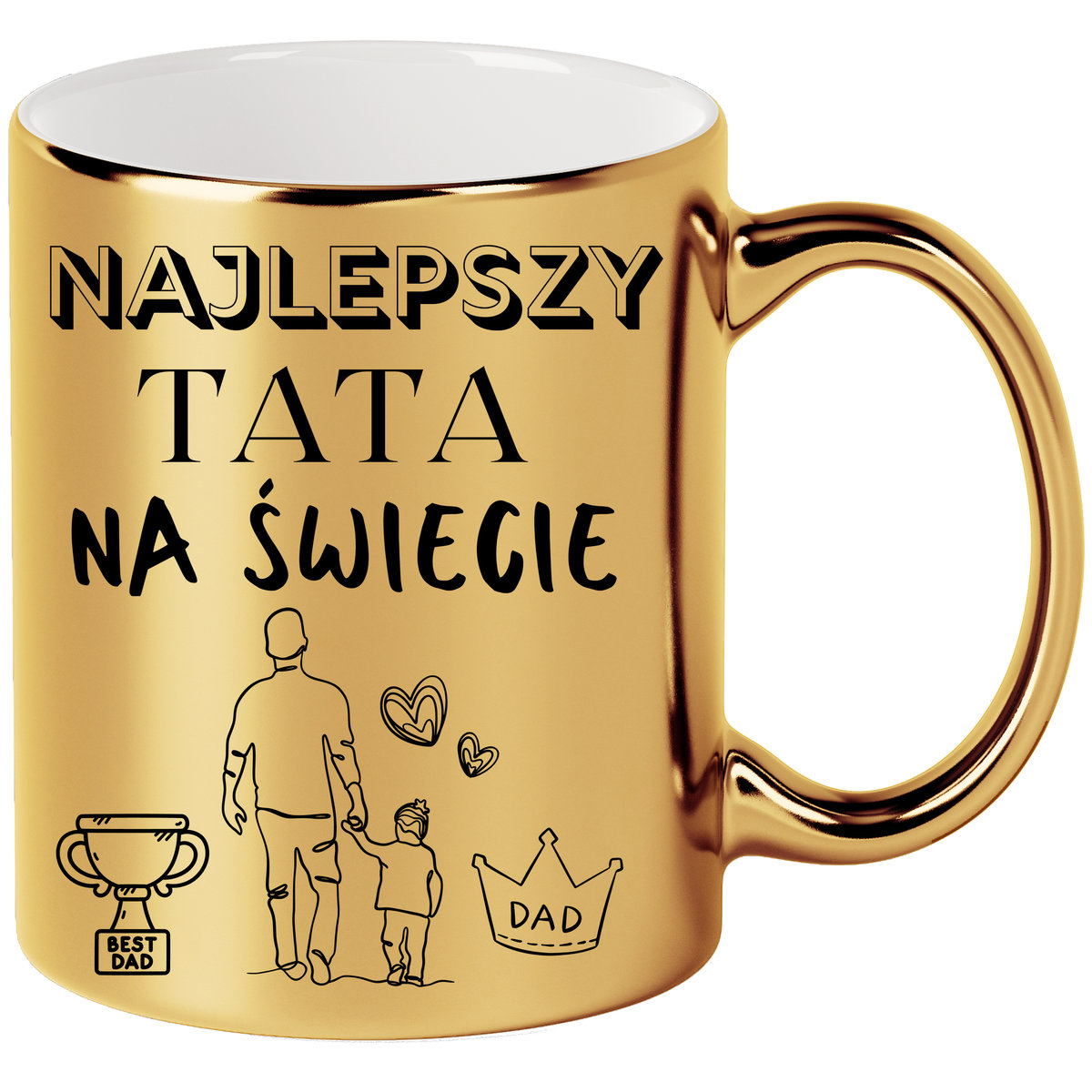 Kubek Złoty Najlepszy Tata Na Świecie 330ML Ceramiczny Z Nadrukiem Dla ...