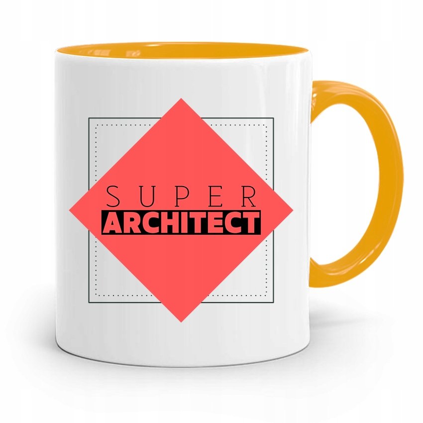 KUBEK ŻÓŁTY ARCHITEKTA SUPER ARCHITECT PREZENT z Nadrukiem ze Zdjęciem ...