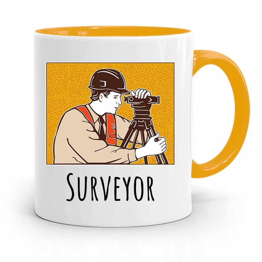 KUBEK ŻÓŁTY DLA GEODETY SUPER SURVEYOR PREZENT z Nadrukiem ze Zdjęciem ...