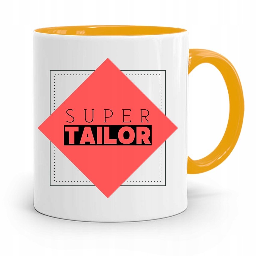 KUBEK ŻÓŁTY DLA KRAWCA SUPER TAILOR PREZENT z Nadrukiem ze Zdjęciem ...