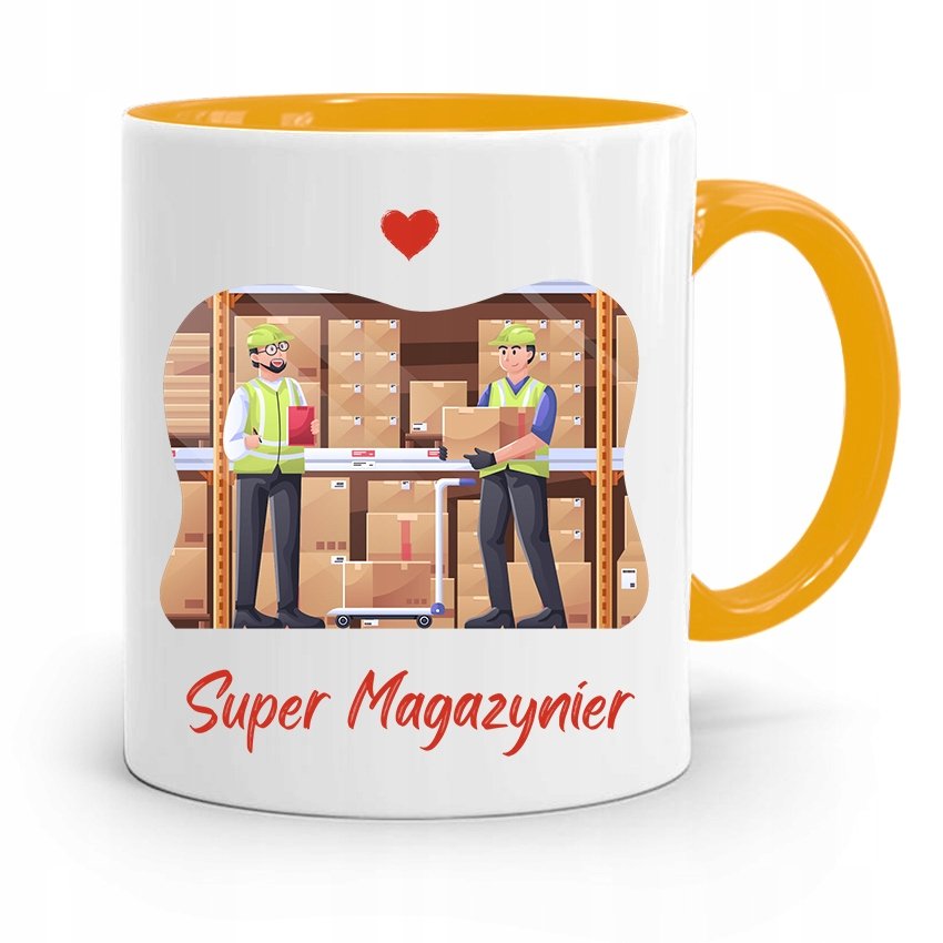 KUBEK ŻÓŁTY DLA MAGAZYNIERA SUPER MAGAZYNIER z Nadrukiem ze Zdjęciem ...