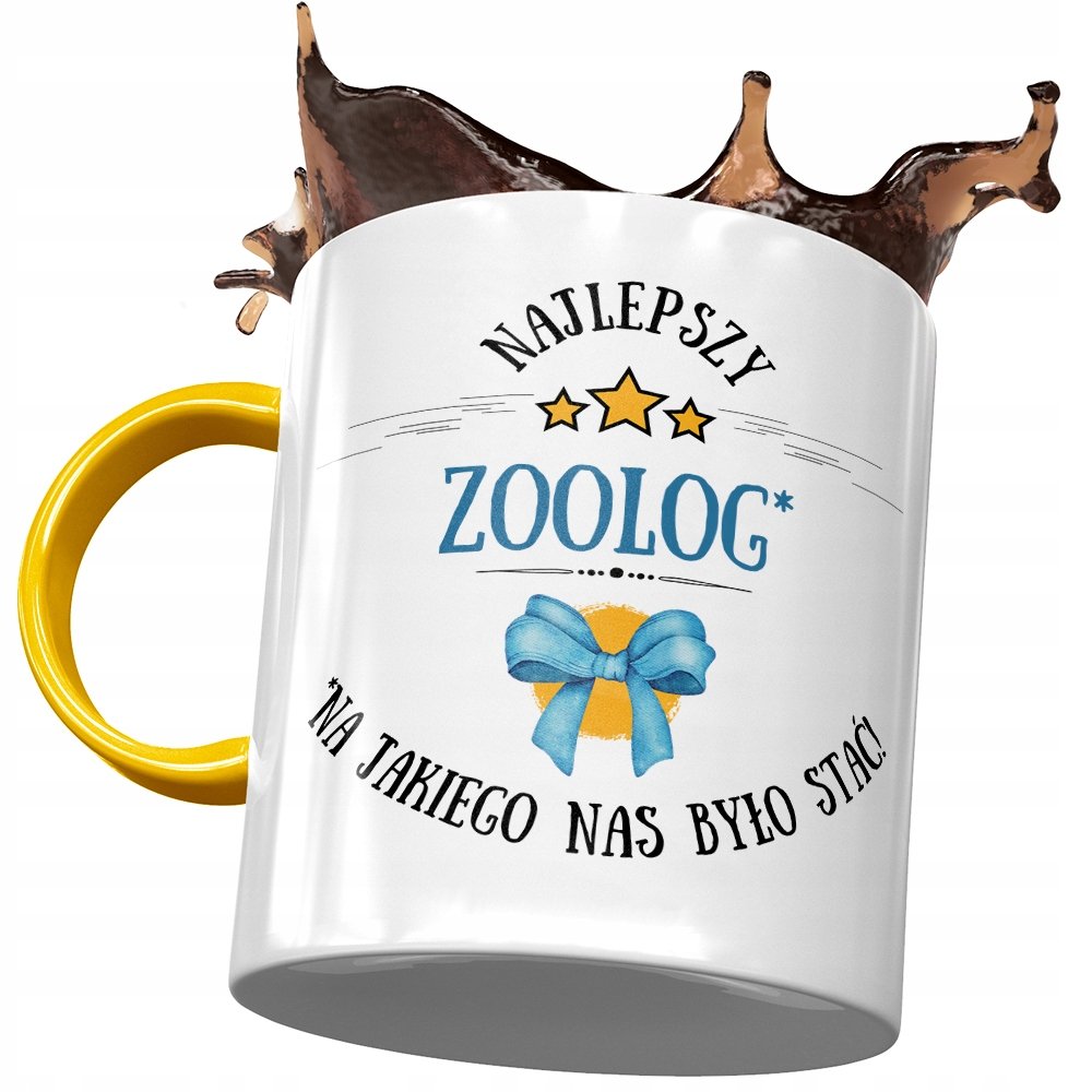Kubek Żółty Dla Zoologa Najlepszy Zoolog Prezent z Nadrukiem ze Zdjęciem + Opakowanie na prezent ...
