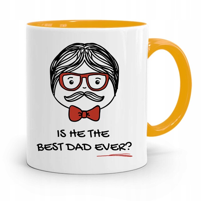 KUBEK ŻÓŁTY DZIEŃ OJCA DLA TATY IS HE THE BEST DAD z Nadrukiem ze Zdjęciem - PoliDraw | Sklep ...