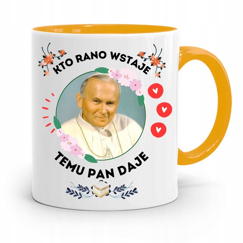 KUBEK ŻÓŁTY JAN PAWEŁ II PAPIEŻ TEMU PAN DAJE z Nadrukiem ze Zdjęciem ...