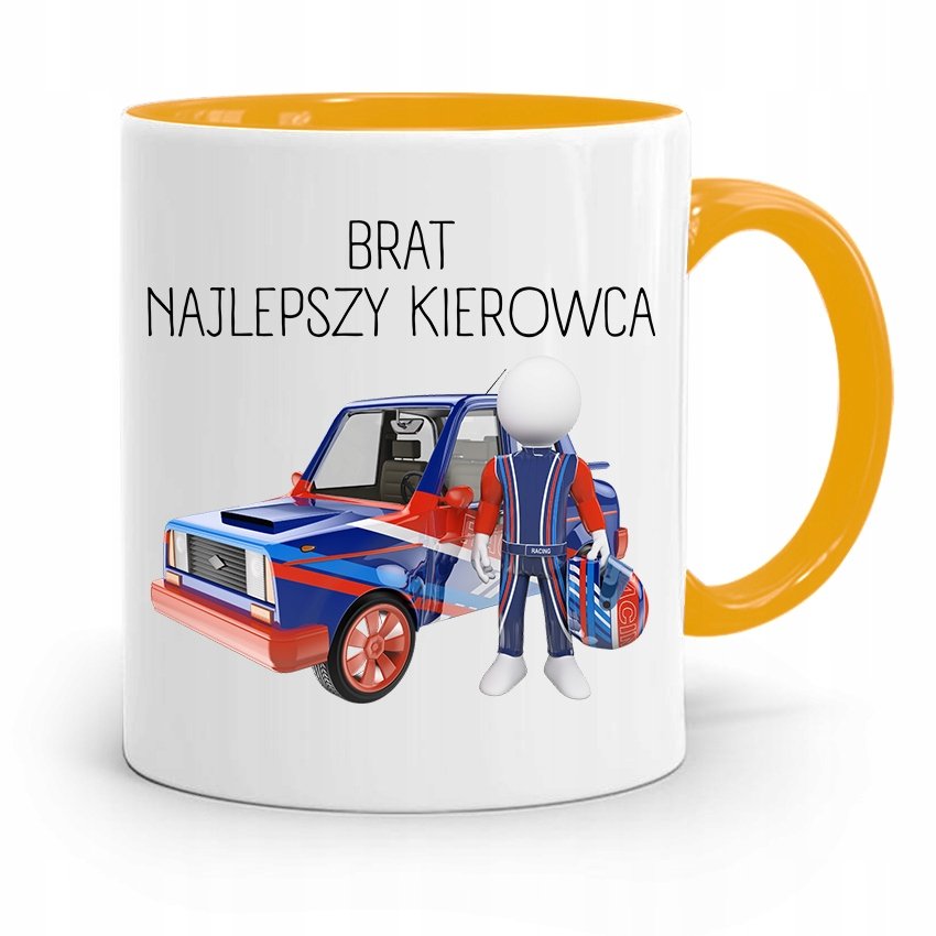KUBEK ŻÓŁTY PREZENT DLA BRATA NAJLEPSZY KIEROWCA z Nadrukiem ze Zdjęciem - PoliDraw | Sklep ...